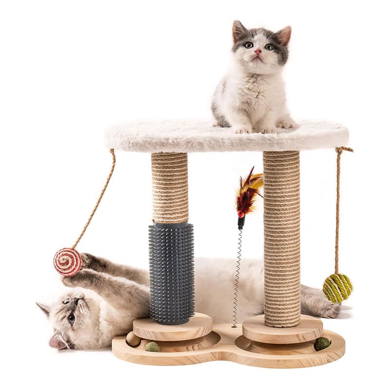 Cat Scratching Post for Interactive Kitten Toy Balls & Self-grooming ...