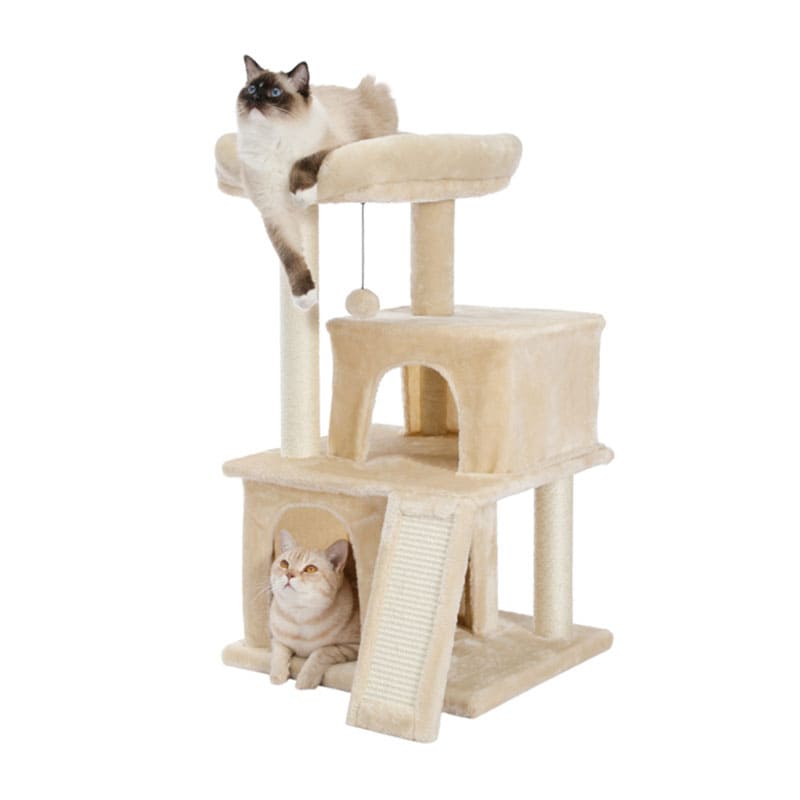 Modern Small Cat Tree Cat Tower With Double Condos - Mashoops Cat