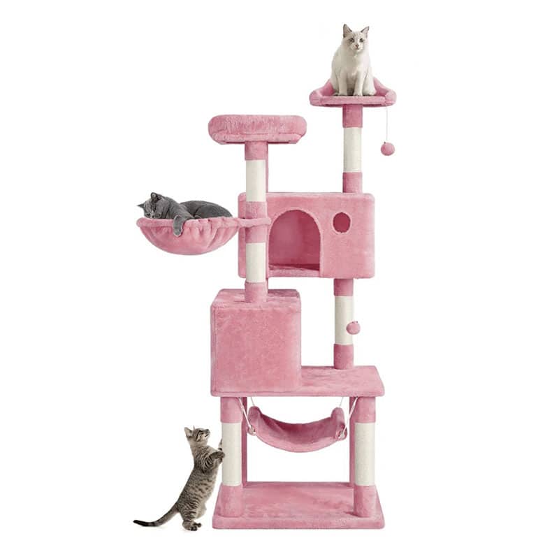 Pink Cat Tree with Condos and Scratching Posts - Mashoops Cat