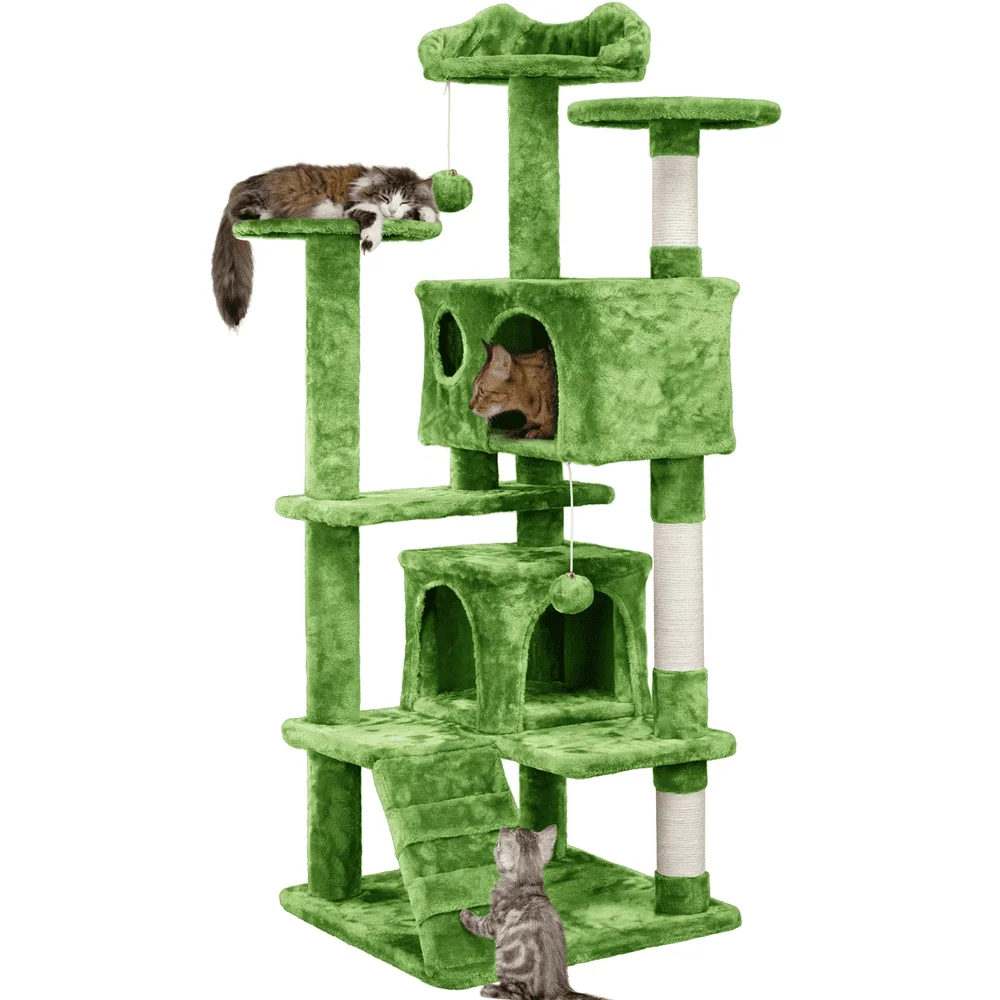 Green Large Cat Tree 6-Level Big Condo with Sisal-Covered - Mashoops Cat